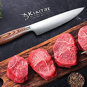 Kiaitre Chef Knife 8 Inch Professional Sharp Kitchen Knife High Carbon Stainless Steel with Ergonomic Handle 56±HRC with Gift Box (High Carbon Stainless Steel)…