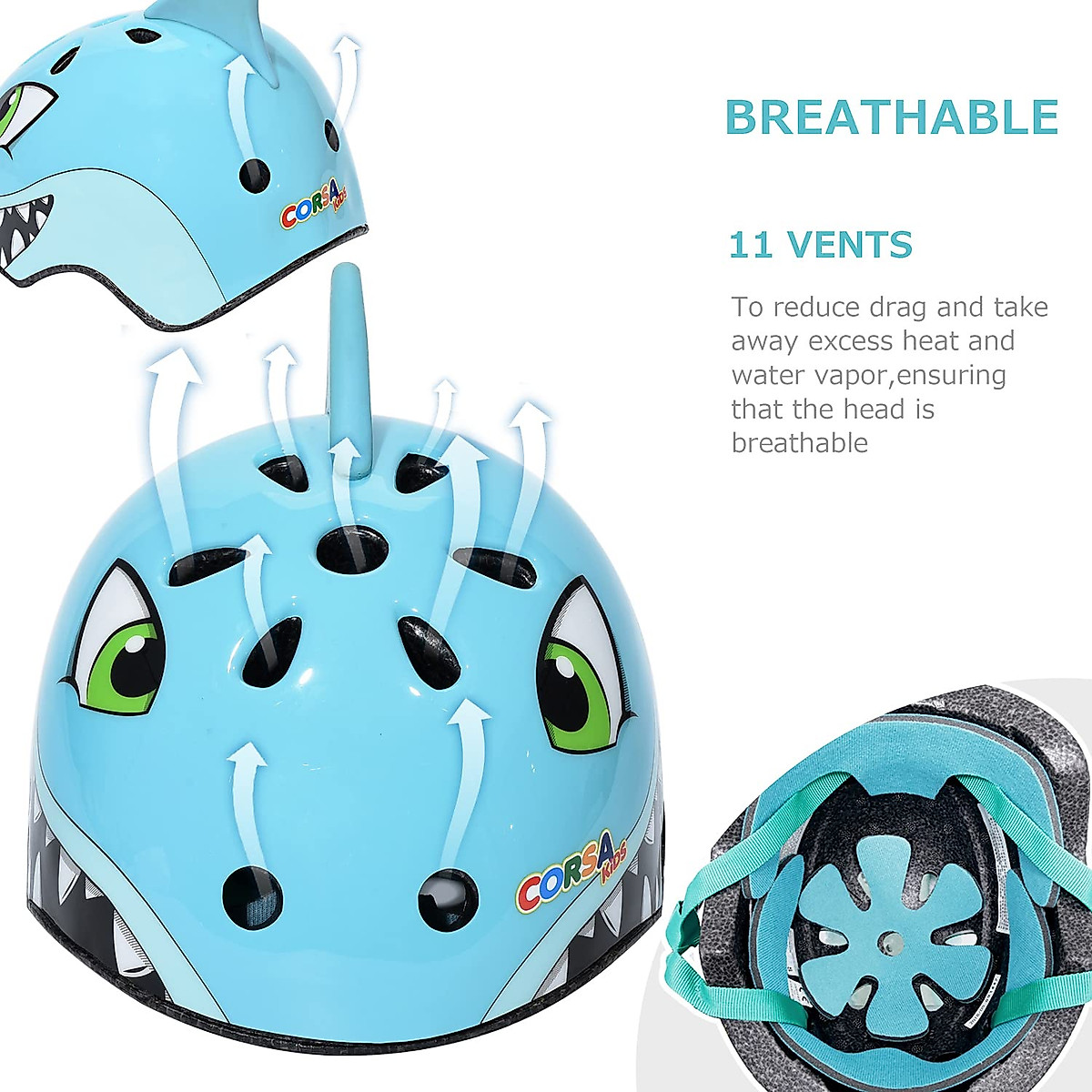 Kids Bike Helmet, Blue Shark Kids Toddler Bike Helmet 2-4 Boy Girl Adjustable Safety Child Helmet for Cycling Skating Scooter Multi-Sport