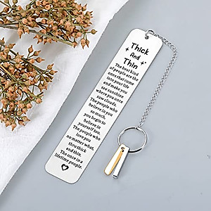 Through Thick and Thin Best Friend Gift, Bookmark for Friend Book Lovers, Friendship Gift for Women Friends, Birthday Graduation Gifts for Her Him, Sentimental Gift for Girlfriend Boyfriend Gift Ideas