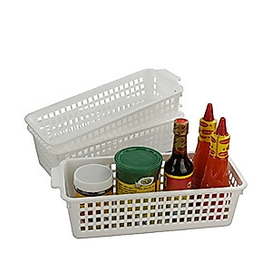 Fiazony 6-Pack Small Plastic Storage Baskets/Trays Organizer, White
