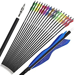 ZSHJGJR 28"/30"/31" Carbon Hunting Arrows Archery Target Practice Arrows with 5" Turkey Feathers Spine 500 for Recurve Bow and Compound Bow 6/12pcs (28 inch, blue, 12)