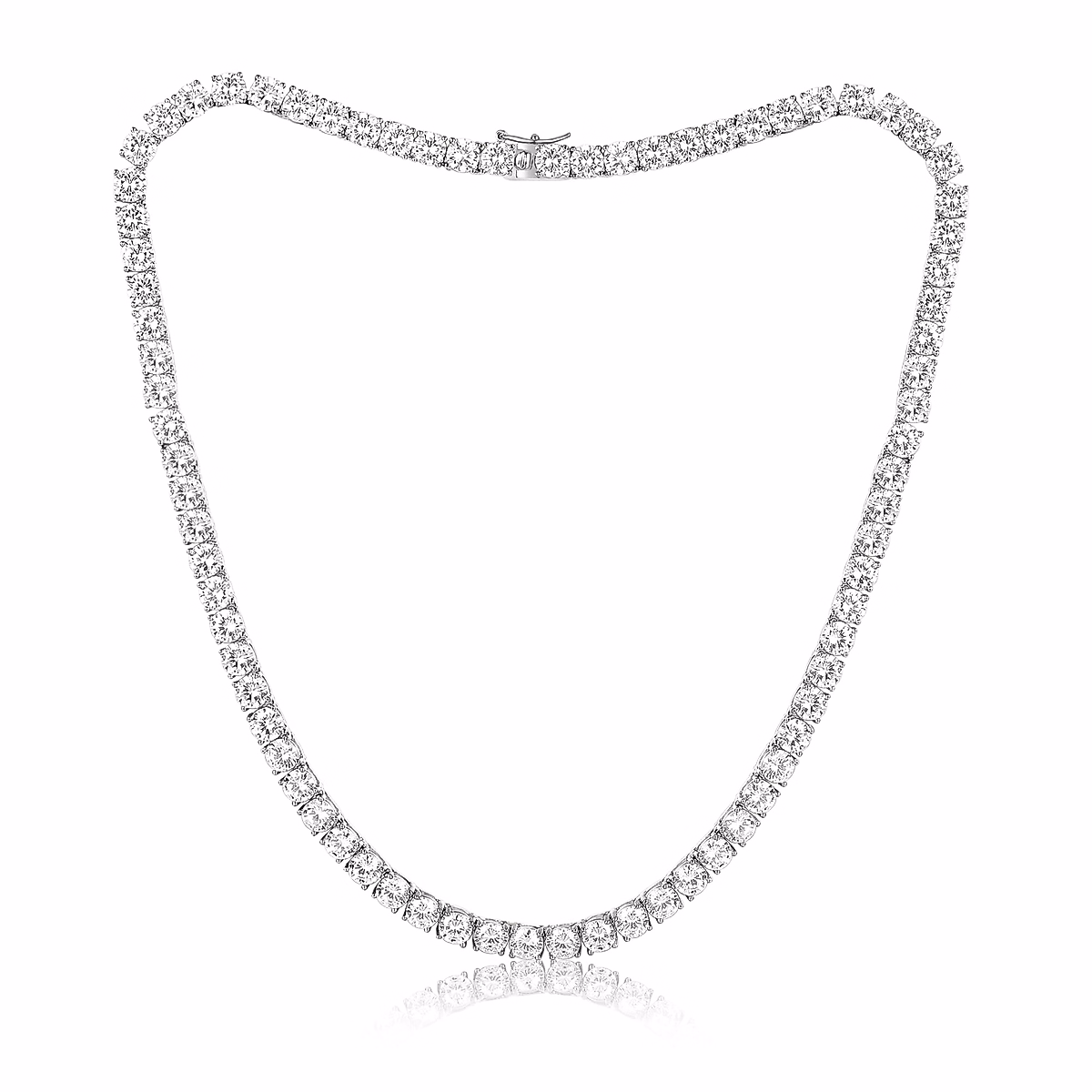 Gemsme 5mm Tennis Necklace, 18K White Gold Plated Tennis Neckalce 5mm Round Cubic Zirconia Classic Necklace for Women (16 Inch)