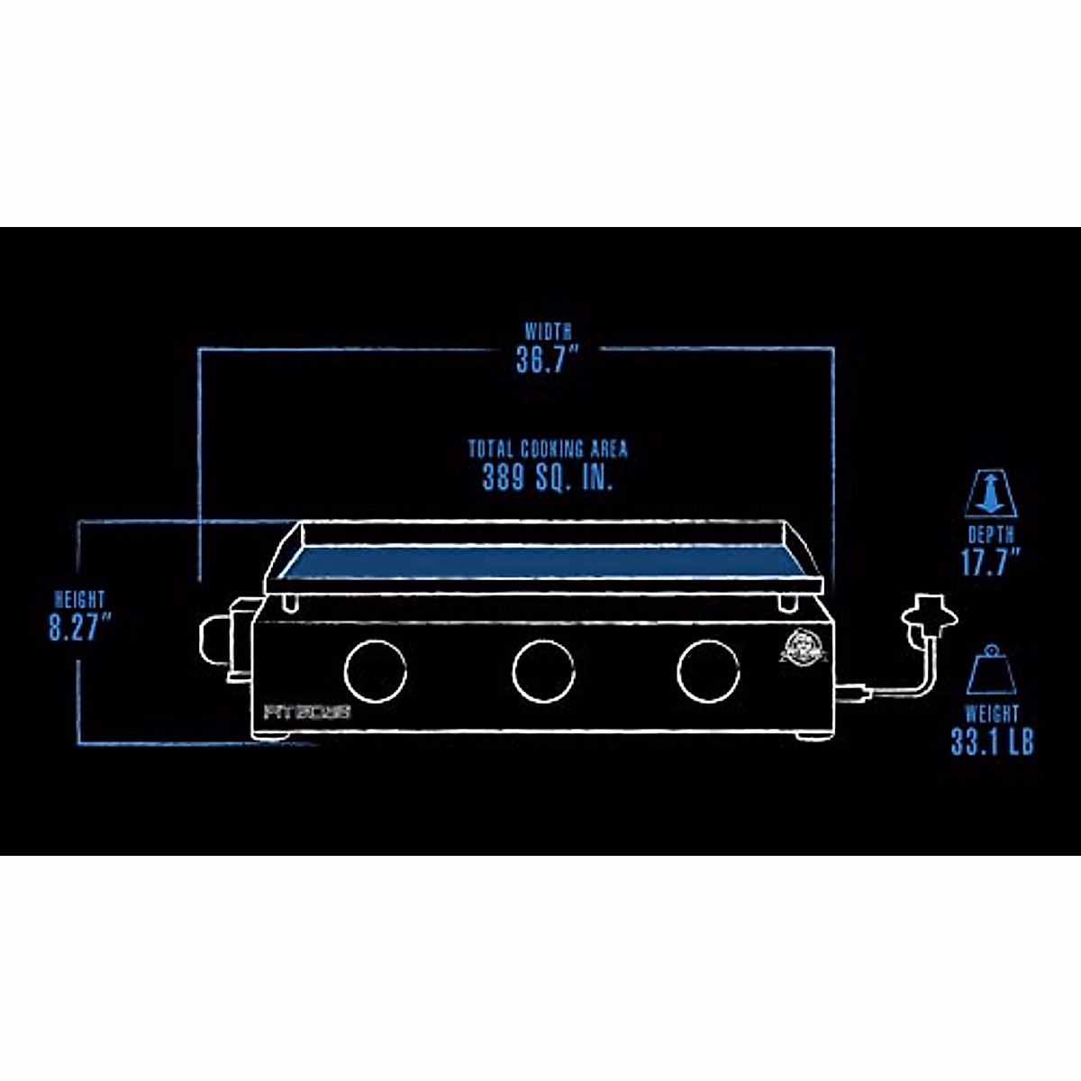 PIT BOSS 10961 3-Burner Tabletop Gas Griddle, Black