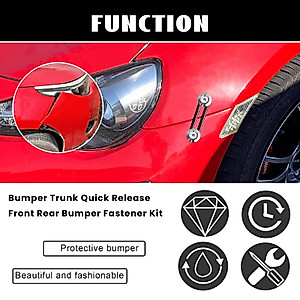 NTNEV Bumper Quick Release Fasteners Kit, Quick Release Trunk Front Rear Bumper, Universal Car Bumper Trunk Fender Hatch Lid (Silver)
