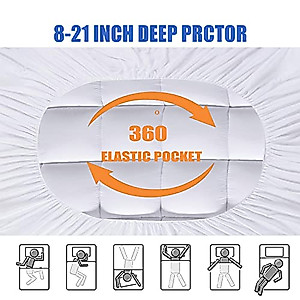 King Size Mattress Topper Extra Thick Cooling Mattress Pad Cover 3D Snow Down Alternative Fill Pillow Top with 8-21 Inch Deep Pocket