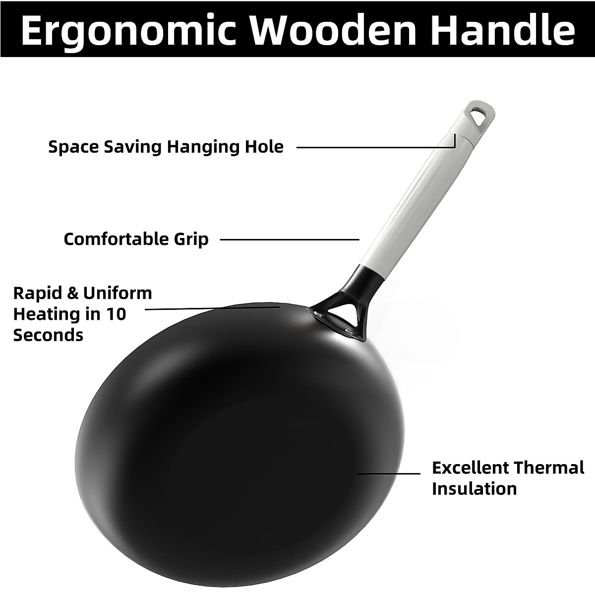 JOOBYFOD Nonstick Frying Pan, 8 Inch Skillets and Frying Pans with Removable Handle, Honeycomb Cooking Surface Cast Iron Pan Dishwasher Safe, Oven Safe To 500°F