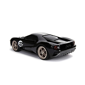 Jada Toys Bigtime Muscle 1:16 2017 Ford GT RC Remote Control Car 2.4 GHz Black/White Stripes, Toys for Kids and Adults, Glossy Black W/Stripes (30721)