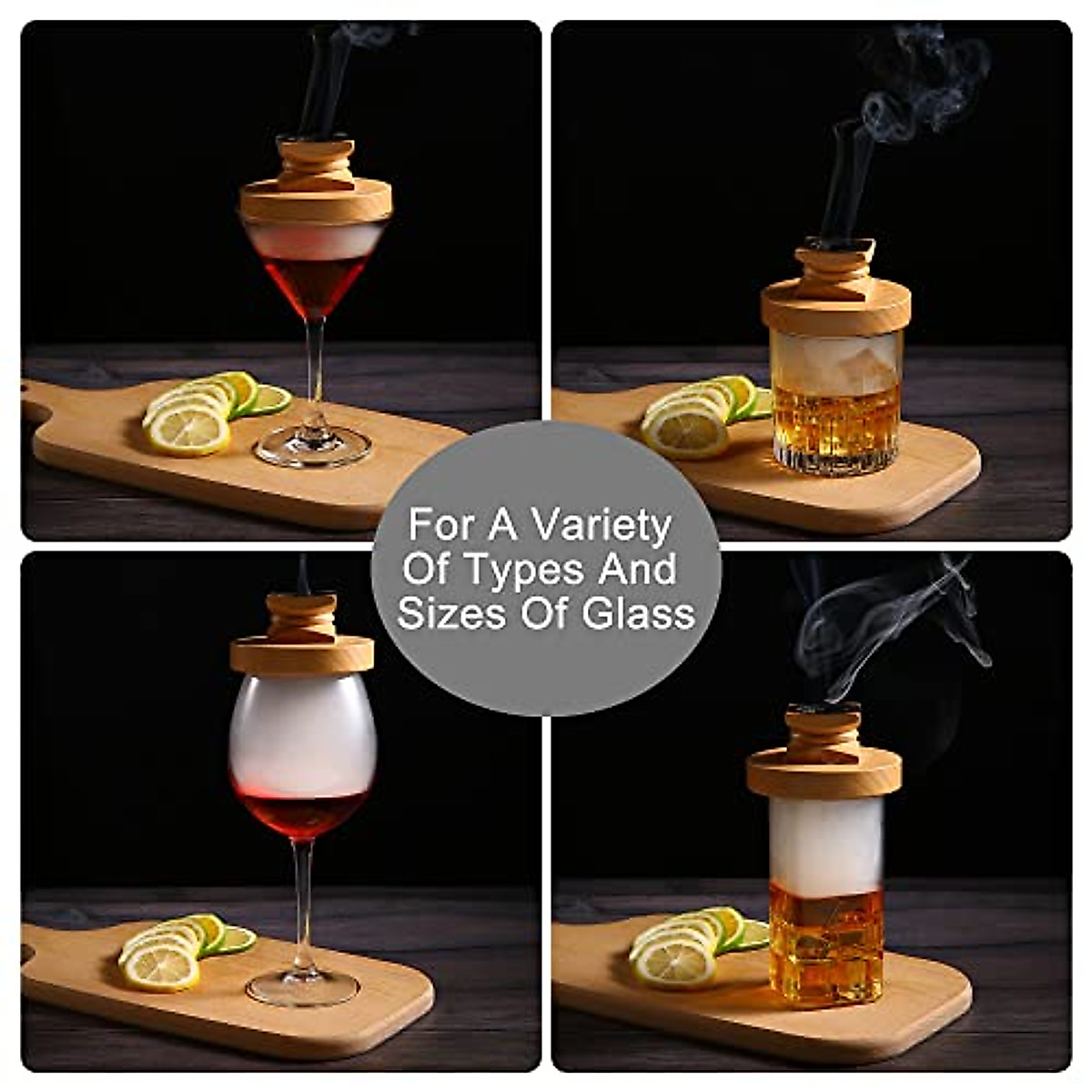 ARTOWELL Cocktail Smoker with 2 Spare Filters, Drink Smoker Top for Whiskey, Bourbon, Wine. Old Fashioned Chimney Smoker kit, Made of Solid Oak Higher Order Smoke Set, Includes Cleaning Brush