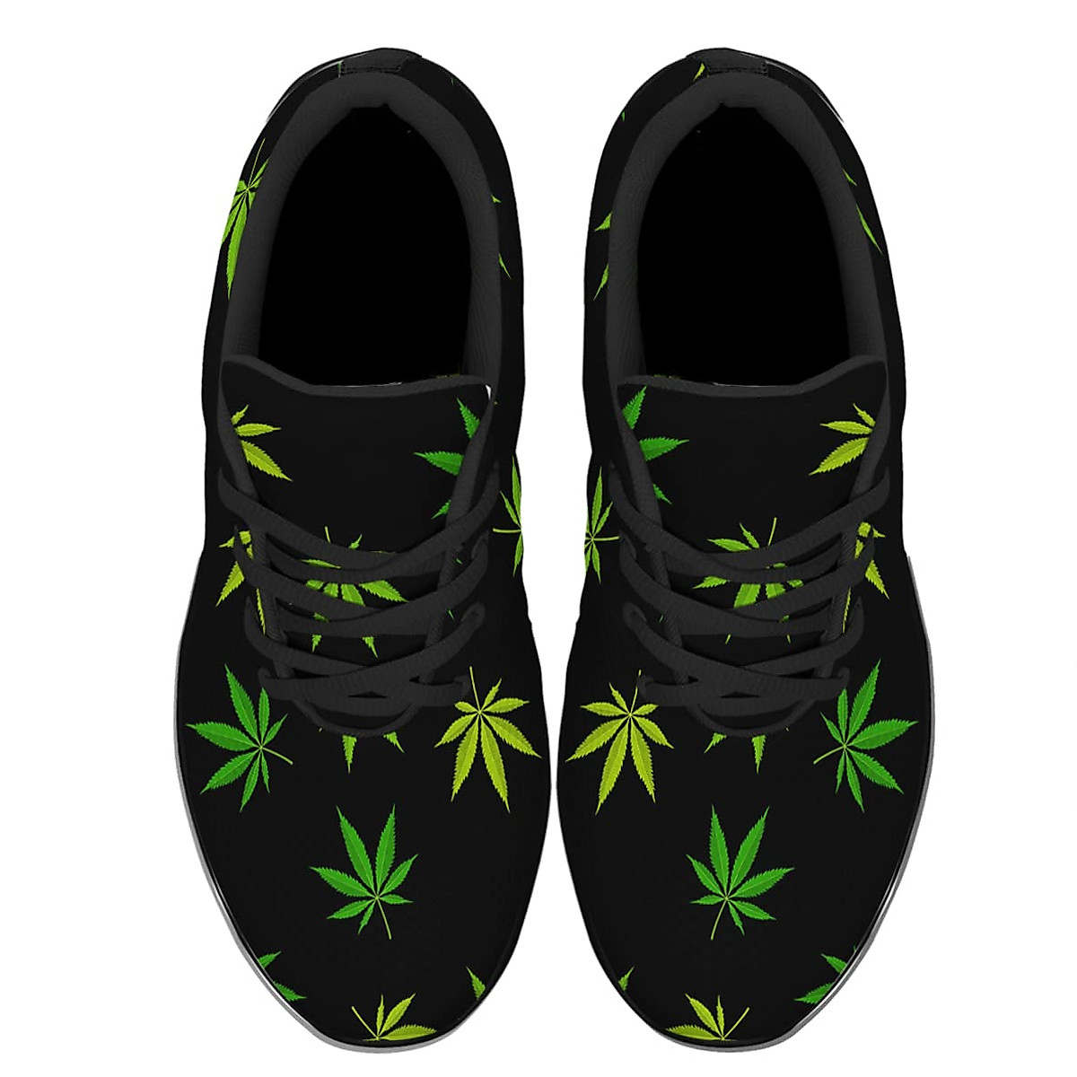 Weed 420 Shoes - Men Women Lightweight Breathable Cannabis Leaf Running Sneakers, Sport Athletic Tennis Shoes for Marijuana Lover Black Size 7