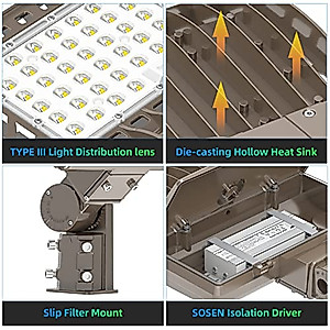 NUOGUAN 320W LED Parking Lot Lights 44800LM UL DLC Listed 5000K LED Shoebox Light Pole Lights Slip Fitter AC100-277V IP65 Waterproof Outdoor Commercial Area Lighting for Driveway Roadway