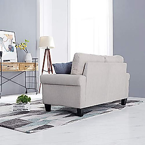 LOKATSE HOME Upholstered Loveseat Sofa Comfortable Modern Couch Indoor Furniture for Living Room, Bedroom, Office, Beige
