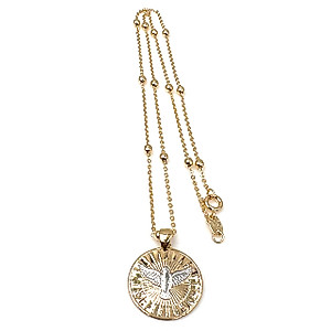 FWJ 18K Gold Plated Holy Spirit Pendant Necklace for Women Religious Jewelry