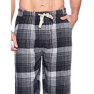 Ashford & Brooks Mens Super Soft Flannel Plaid Pajama Sleep Pants - Grey Plaid - Large