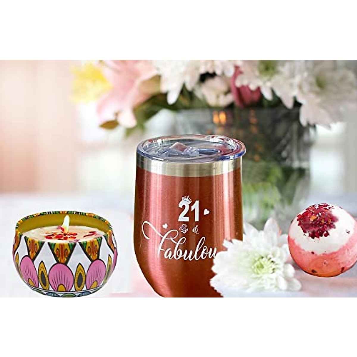 21st Birthday Gifts for Her, Unique 21 Years Old Crystal Gifts Basket Decorations for Women, Friends, Younger Sister, Daughters, BFF, Granddaughters, Bath Sets Spa Gift for 21st Girls