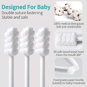 dearlomum Baby Tongue Cleaner, Newborn Toothbrush, 48PCS Disposable Infant Toothbrush Clean Mouth,Gauze Gum Cleaner Oral Cleaning Stick Dental Care for 0-36 Month