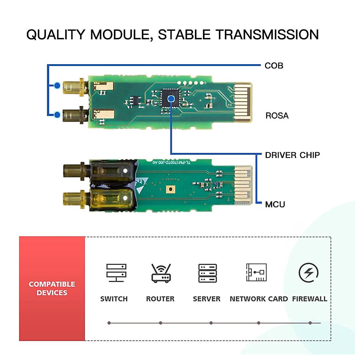 10GBase-SR SFP+ Transceiver 10Gb 850nm Multimode LC SFP Module for Intel E10GSFPSRX, Juniper QFX-SFP-10GE-SR/EX-SFP-10GE-SR, Ubiquiti UniFi UF-MM-10G, Mikrotik, Fortinet, Netgear(MMF, 300m)
