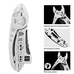 AUNMAS Wrench Multi Tool Handy Pocket Multitool wrench Knife Tool, Adjustable Wrench Screwdriver Bits Pliers Survival Emergency Gear Assembly