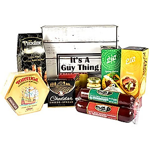 Gift Basket Village It's A Guy Thing, Gift Basket For Guys with Cheese, Sausage, Crackers and Sweets, 8 Piece Set, Original, 1 Count