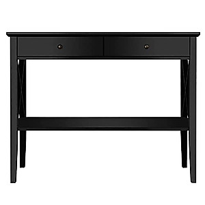 ChooChoo Oxford Console Table with 2 Drawers, Sofa Table Narrow for Entryway, Black