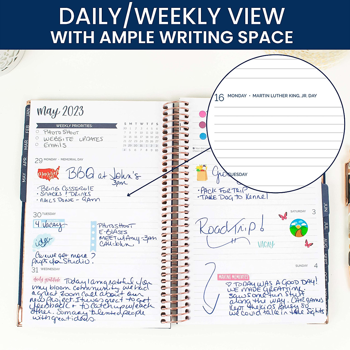 HARDCOVER bloom daily planners 2023 Calendar Year Day Planner (January 2023 - December 2023) - Passion/Goal Organizer - Monthly & Weekly Inspirational Agenda Book - 5.5" x 8.25" - Emerald Leopard