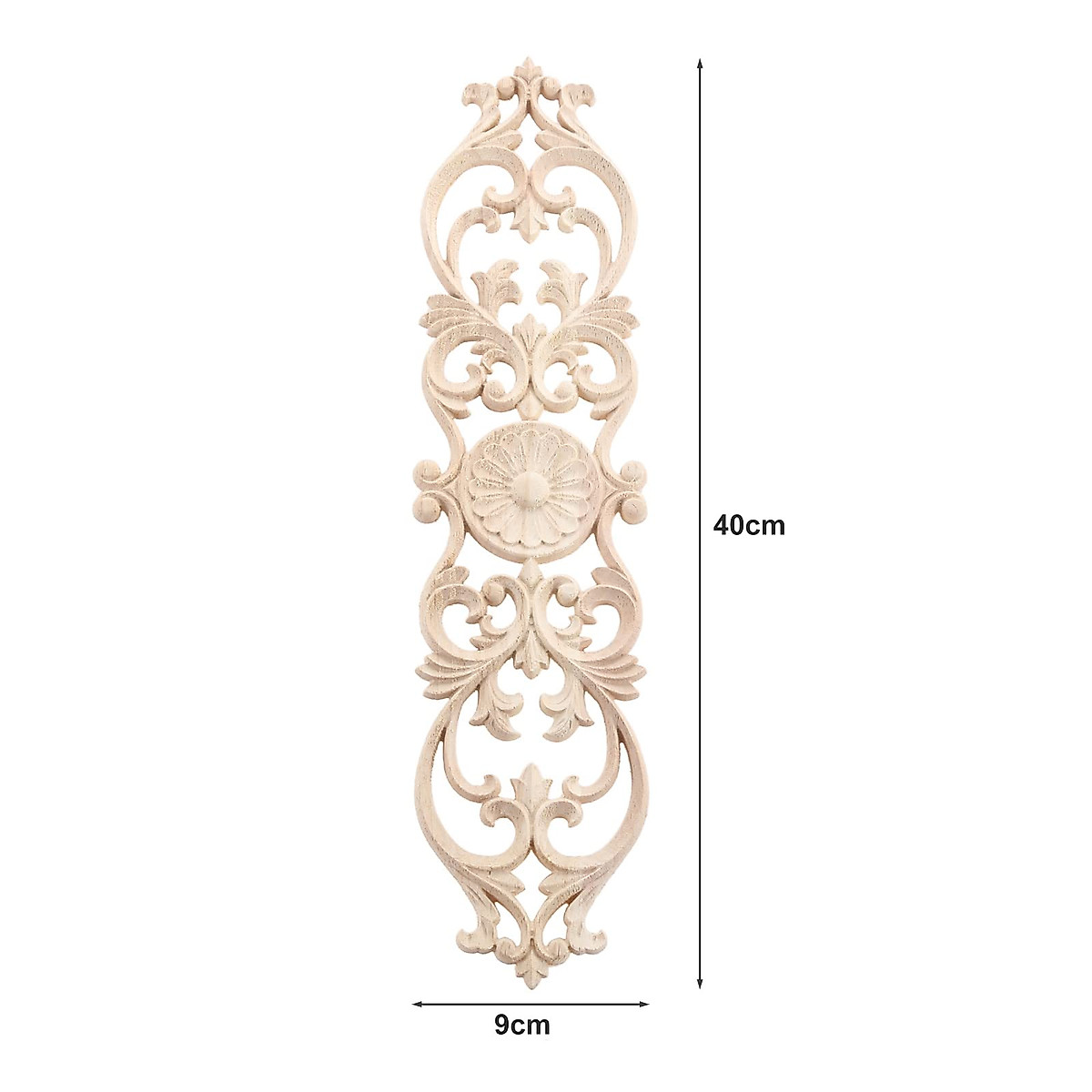MUXSAM Wood Onlays Appliques, Long Wooden Carved Overlays Furniture Center Carvings Decals for Cabinet Closet Door Wall Dresser DIY Crafts Project(2-Pack, 40x9cm/15.8"x3.6")