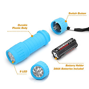 EverBrite 16-Pack Mini LED Flashlight Set - Assorted 4 Colors, 48 AAA Batteries Included, for Hurricane Supplies Party Favors, Kids Gift, Camping, Hiking etc