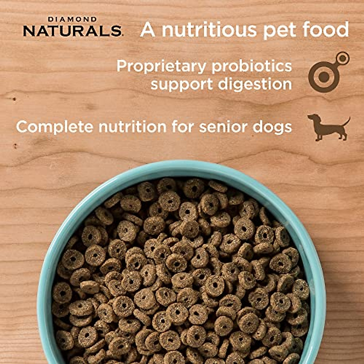 Diamond Naturals Senior Real Meat Recipe Natural Dry Dog Food With Real Cage Free Chicken, 35Lb
