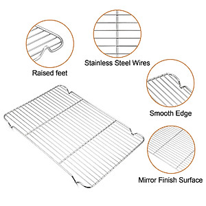 TeamFar Baking Sheet and Cooling Rack Set (3 Pans + 3 Racks), Stainless Steel Cookie Sheet with Roasting Racks for Cooking/Cooling, Healthy & Dishwasher Safe, Sturdy & Long Lasting