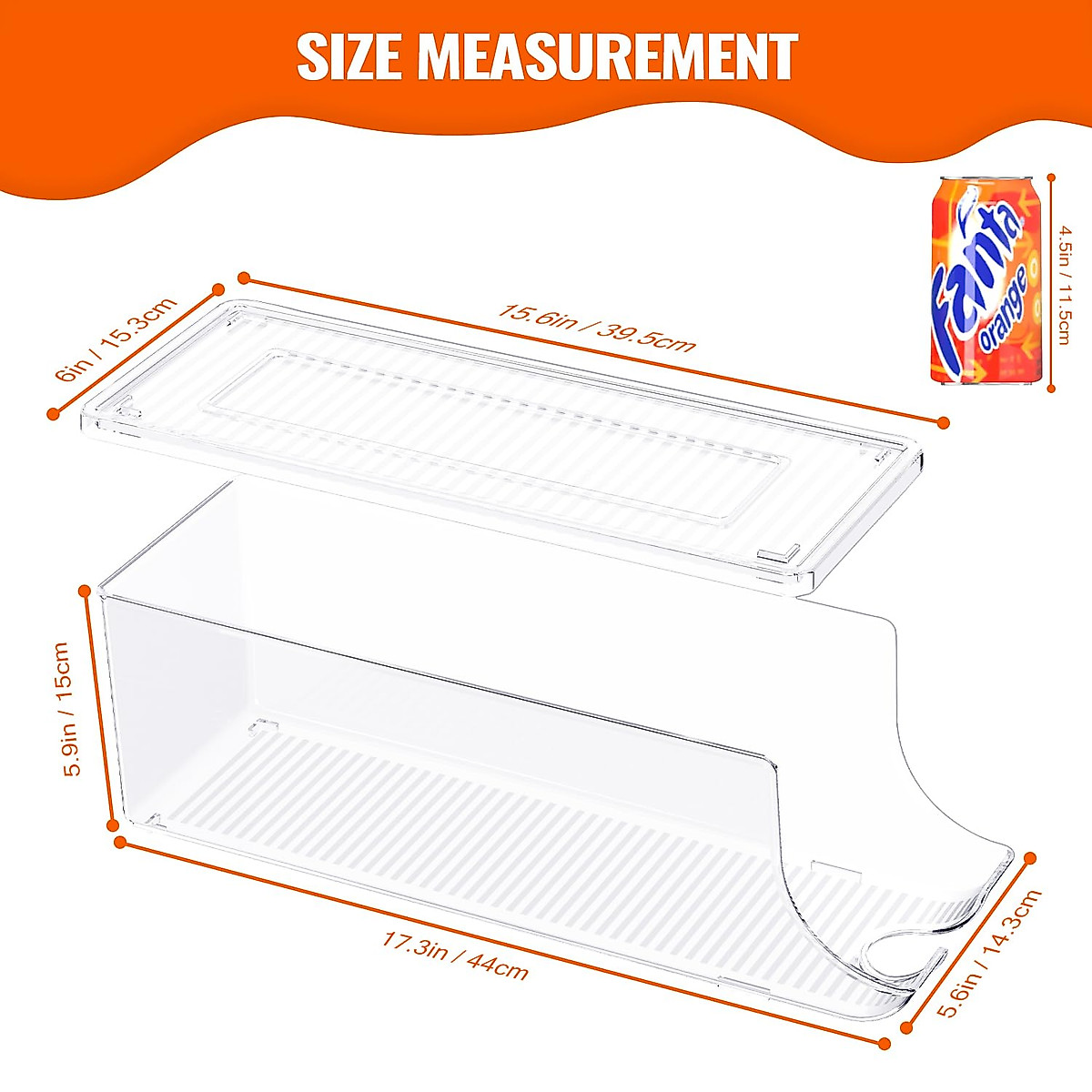 SCAVATA Soda Can Organizer for Refrigerator, Stackable Canned Food Pop Cans Container Can Holder Dispenser with Lid for Fridge Pantry Rack Freezer, Clear Plastic Storage Bins, Holds 12 Cans Each