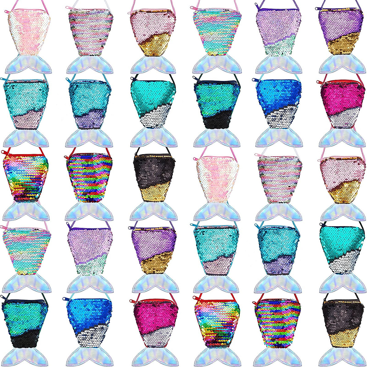 30 Pcs Mermaid Tail Coin Purse for Girls Mermaid Party Favors Mermaid Sequin Coin Purse for Kids Girls Mermaid Birthday Party Decorations