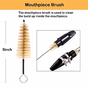 Saxophone Cleaning Kit, 10-in-1 Alto Saxophone Cleaning Kit Including Sax Cleaning Cloth, Mouthpiece Brush, Mini Screwdriver Cleaning Cloth for Flute and Wind & Woodwind Instrument