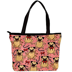 Tote Bag Women Satchel Bag Handbag Stylish Tote Handbag for Women Hobo Bag Fashion Crossbody Bag, Cartoon Animal Pug Pink