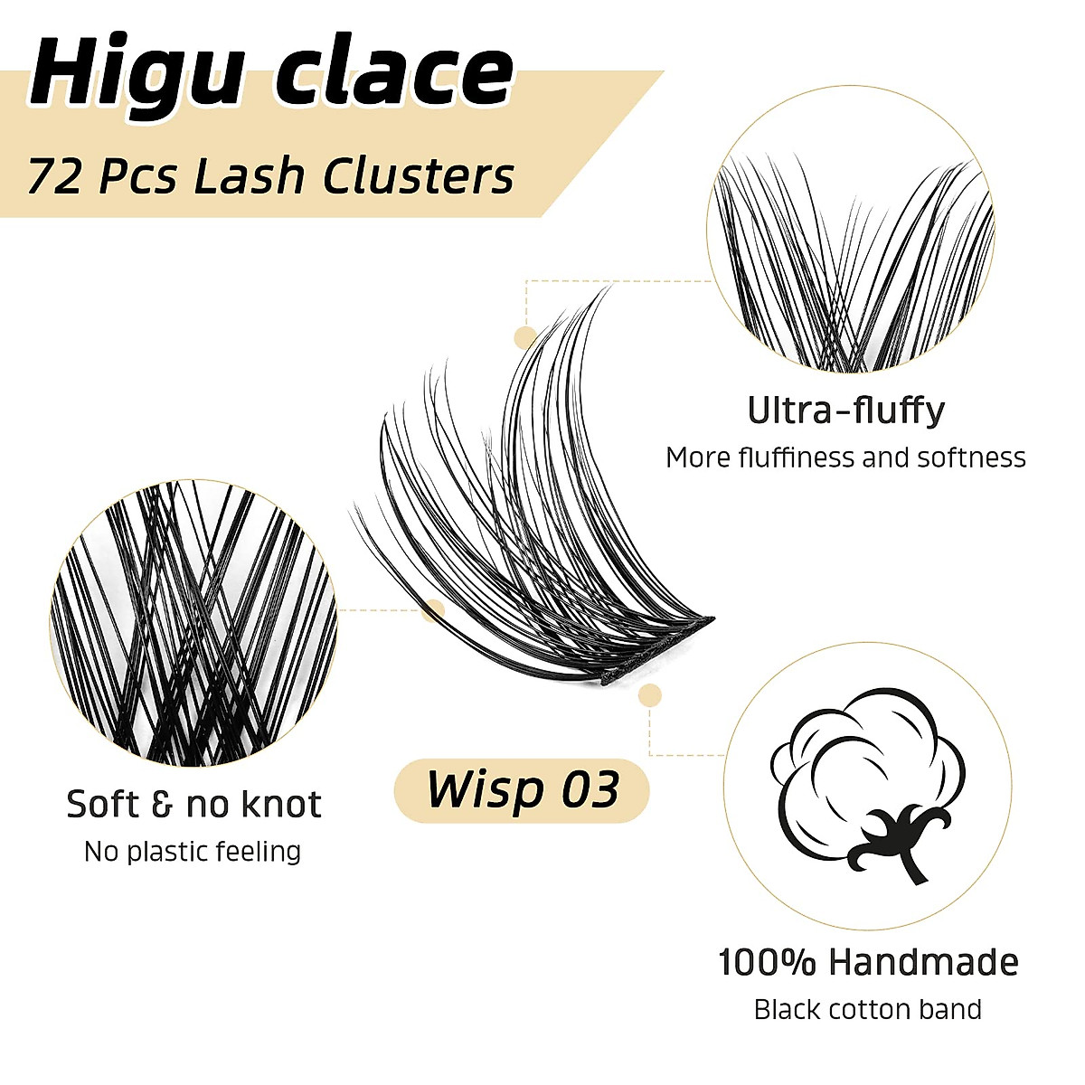 Lash Clusters DIY Eyelash Extension 72 pcs D Curl Cluster Lashes Individual Lashes Cluster Lashes Wisps Reusable Eyelash Segments Professional Makeup for Self-application (Wisp 03 mix 10-16mm)