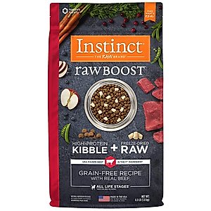 Instinct Raw Boost Grain Free Recipe with Real Beef Natural Dry Dog Food, 4 lb. Bag