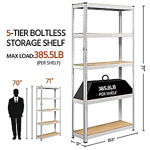 Topeakmart 2 PCS 5-Tier Utility Shelves, Metal Storage Shelves Garage ...