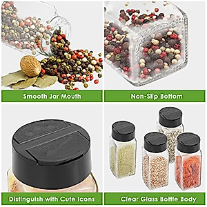 12 Pack Glass Spice Jars with Labels, 4oz Spices Containers Spice Jars with Black Shaker Lids, Empty Containers for Spice, Silicone Funnel and Pen Included