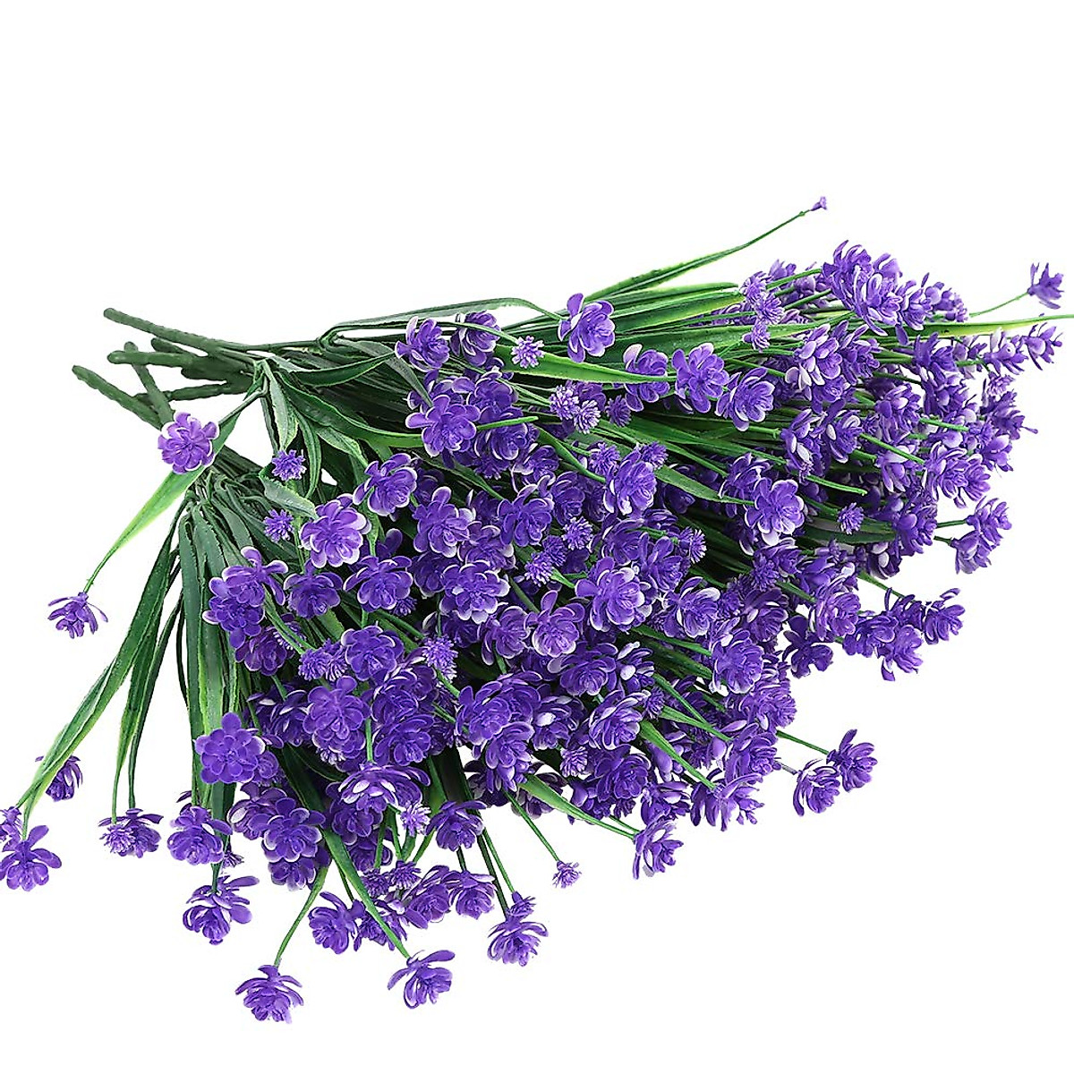 KLEMOO Artificial Flowers, 8 Bundles Fake Outdoor UV Resistant Greenery Faux Plants Shrubs for Indoor Outside Hanging Planter Home Office Wedding Farmhouse Decor (Purple)