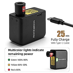 ROCKBROS Mini Electric Tire Pump Portable Bike Pump 100PSI Bike Tire Inflator 300mAh Air Pump with Presta and Schrader Valve Aluminium Bicycle Pumps for MTB Road Mountain Bikes