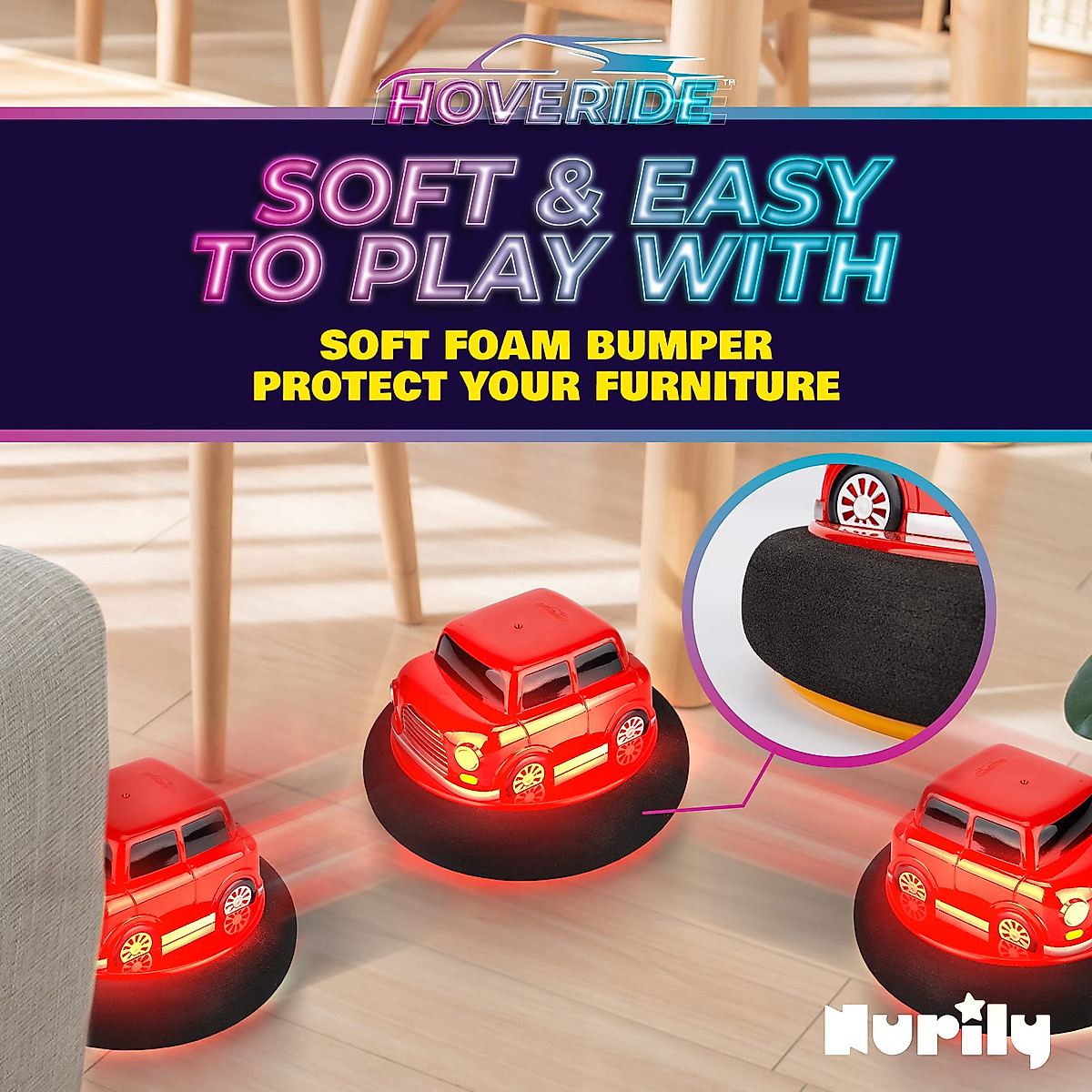 Nurily Air Gliding Toy Car for Boys - Red Cars Indoor Toys for Toddlers and Kids Ages 3 4 5 6 Year Old Boys, Unique Patented Design, Birthday Boy Gifts, Party Gift Ideas