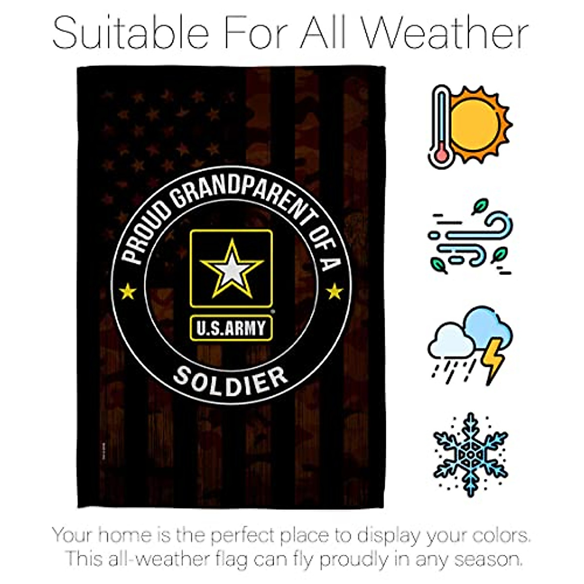 US MILITARY Army Proud Grandparent Soldier Armed Forces Double-Sided Lawn Decoration Gift House Garden Yard Banner United State American Military Veteran, 12" x 18.5 Made in USA