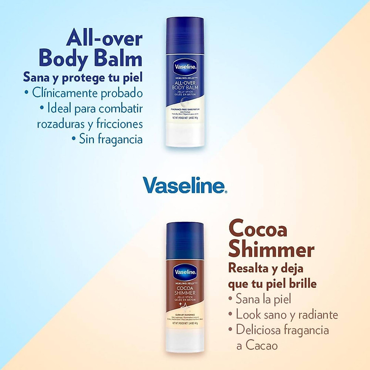 Vaseline Body Balm Stick For Dry Skin Relief Unscented Targeted Healing for Hard-to-Reach Spots 1.4 oz
