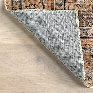 nuLOOM Gwyn Distressed Machine Washable Ultra Thin Area Rug, 6' x 9', Beige