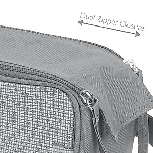 Simplify Hanging Mesh Toiletry Bag | Travel Organizer | Perfect for Dorm | Gym | Back to School | Shampoo | Shower Accessories | Grey