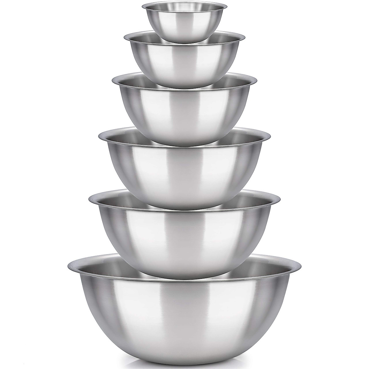 mixing bowl Set of 6 - stainless steel - Polished Mirror kitchen bowls - Set Includes ¾, 2, 3.5, 5, 6, 8 Quart - Ideal For Cooking & Serving - Easy to clean - Great gift