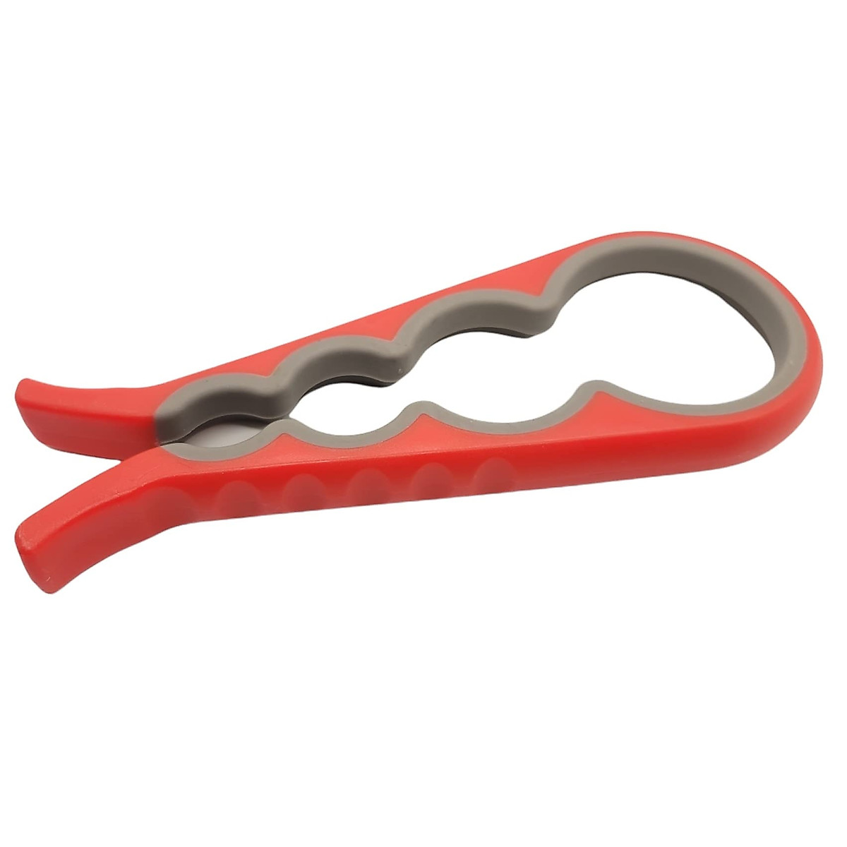 Handy Housewares 4-in-1 Multi-Size Easy Grip Jar Lid Gripper/Bottle Top Opener - Great for Seniors or Arthritic Hands (1 Pack, Red)