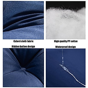 GHKWXUE Patio Wicker Cushions Outdoor/Indoor Patio Waterproof 3 Piece Loveseat Cushion Set All-Thickened Swing Cushions 2-3 Seater,1 Loveseat Cushion 43”x20” & 2 U-Shape Cushion 19”x19”& Dark Blue