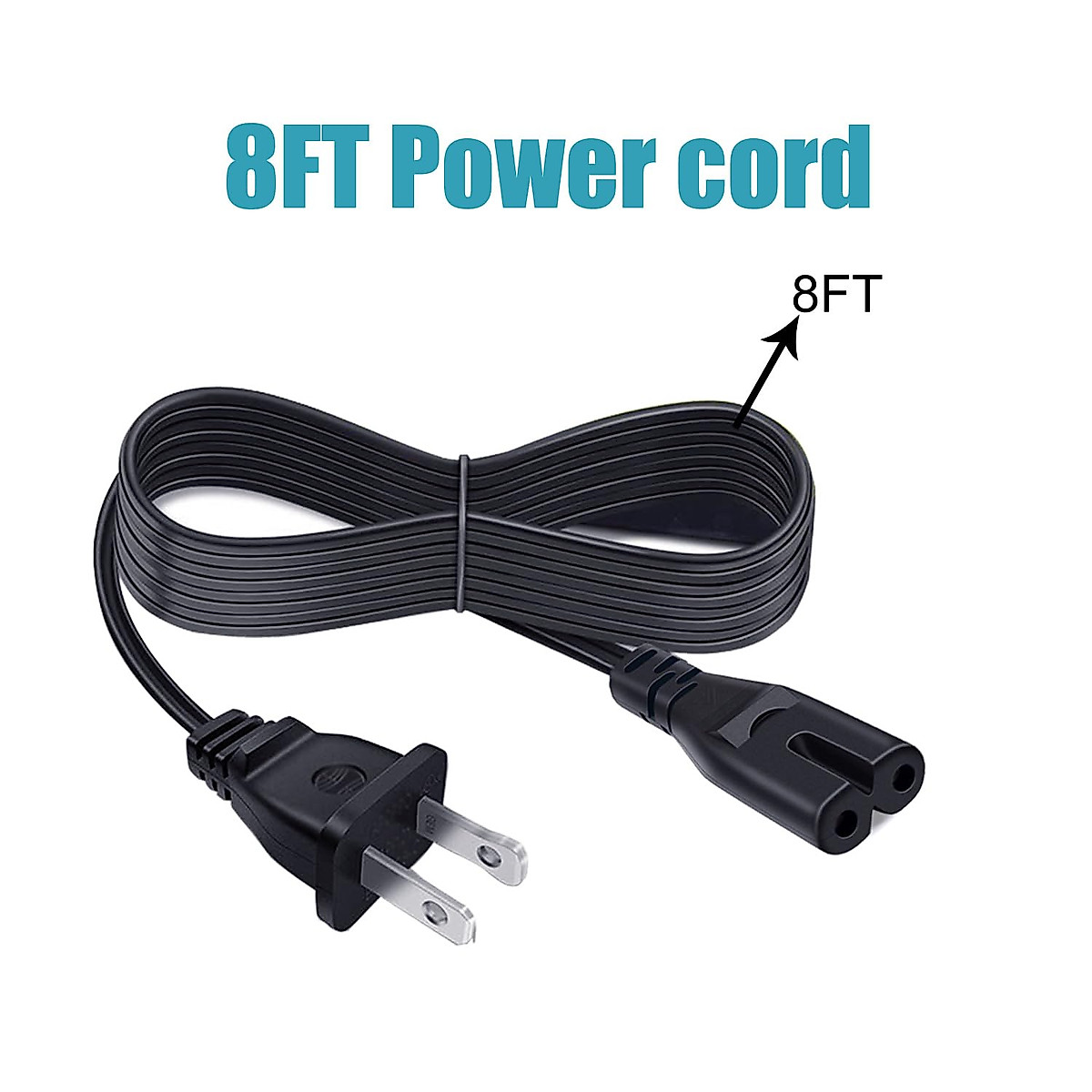 8ft AC Power Cord for TCL Roku TV 5 Series 6 Series 65 inch 4k QLED 55 inch 75 inch 4k 50 inch 43 inch TV Replacement AC Cable Power Cord