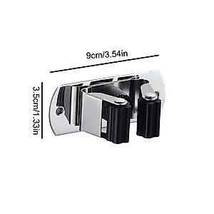 Mop Broom Holder Wall Mounted,5pcs Mop Broom Organizer Wall Mounted No Drill with Glue,Steel Mop Hanger for Wall Mounted,Garden Tool Organizer Rack Rake for Bathroom, Kitchen (Black)