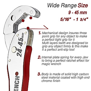 MAGIC WRENCH Multi-function Universal Adjustable auto-ratcheting works as reversible ratchet pop socket combination & pipe monkey spanner sae crescent nut gear-wrench set for craftsman & plumbers