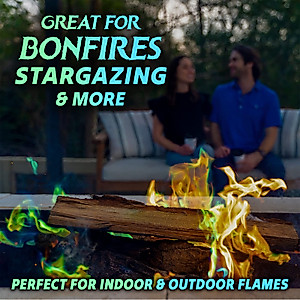 Enchanted Flames Pack of 12 Fire Changing Color Packets for Campfires, Fire Pits, and Outdoor Wood Fireplaces, Longer Lasting Burn Time, Safe and Non-Toxic